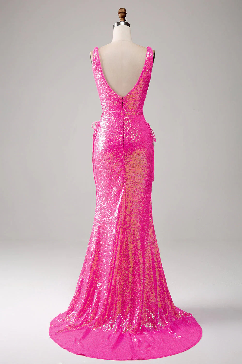 Sparkly Hot Pink Mermaid Prom Dress with Slit – FannyWe