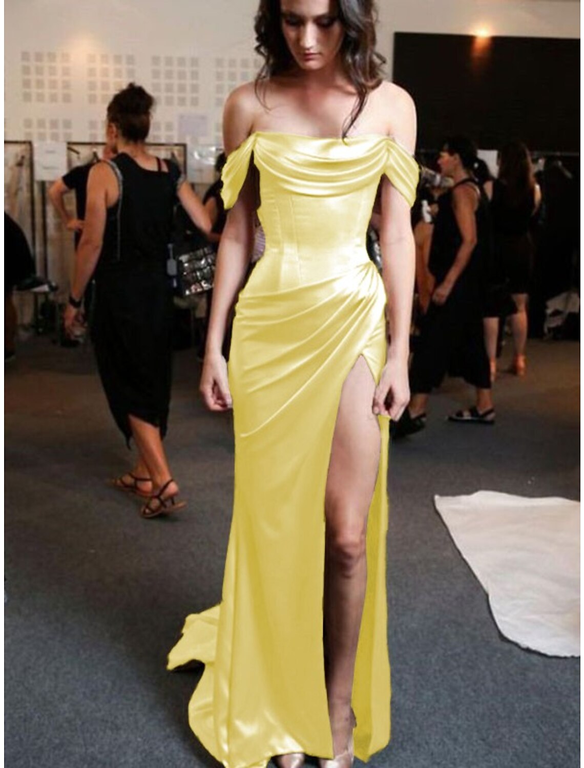 Sheath / Column Prom Dresses Minimalist Dress Evening Party Prom Sweep ...